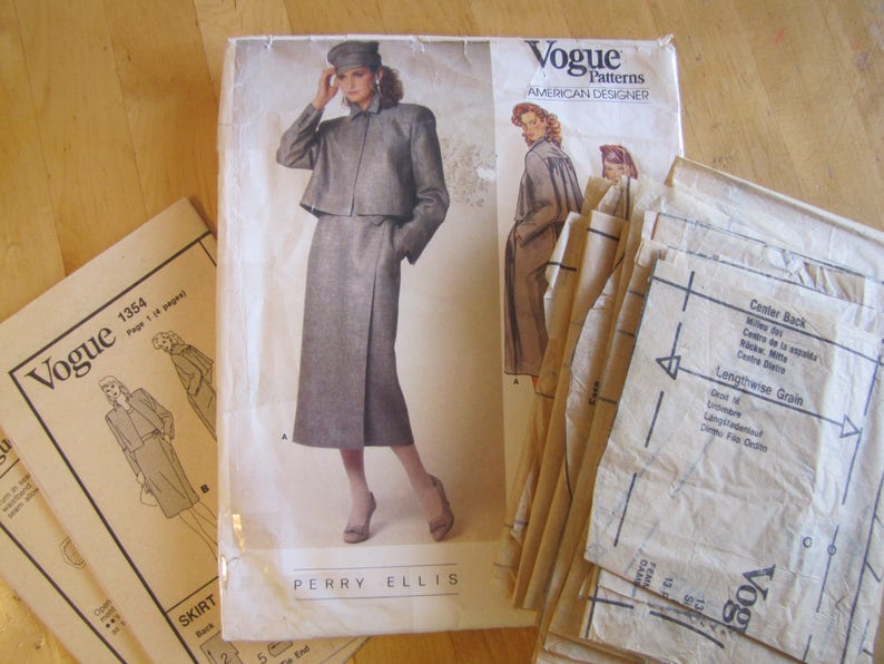 Vintage Vogue Sewing Pattern 1354 Perry Ellis Misses Jacket and Skirt ...