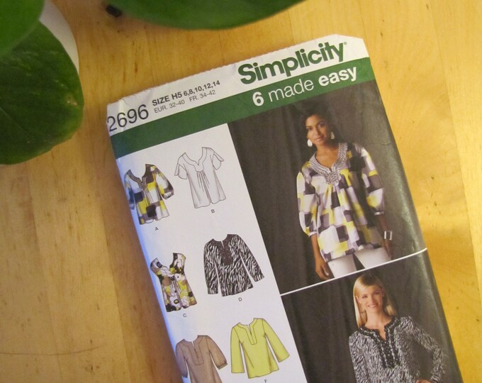 Uncut Simplicity 2696 Sewing Pattern Misses Pullover Tunics With Front ...