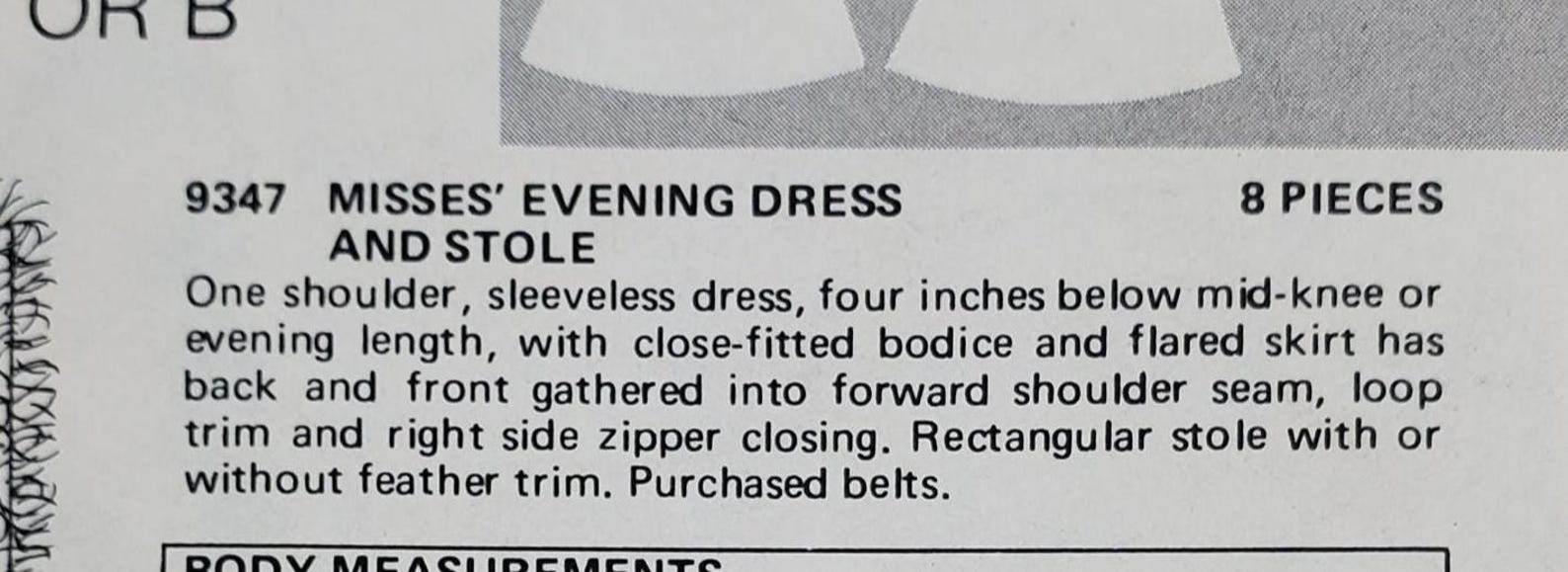 Uncut Very Easy Vogue Sewing Pattern 9347 - Misses' Evening Dress and ...