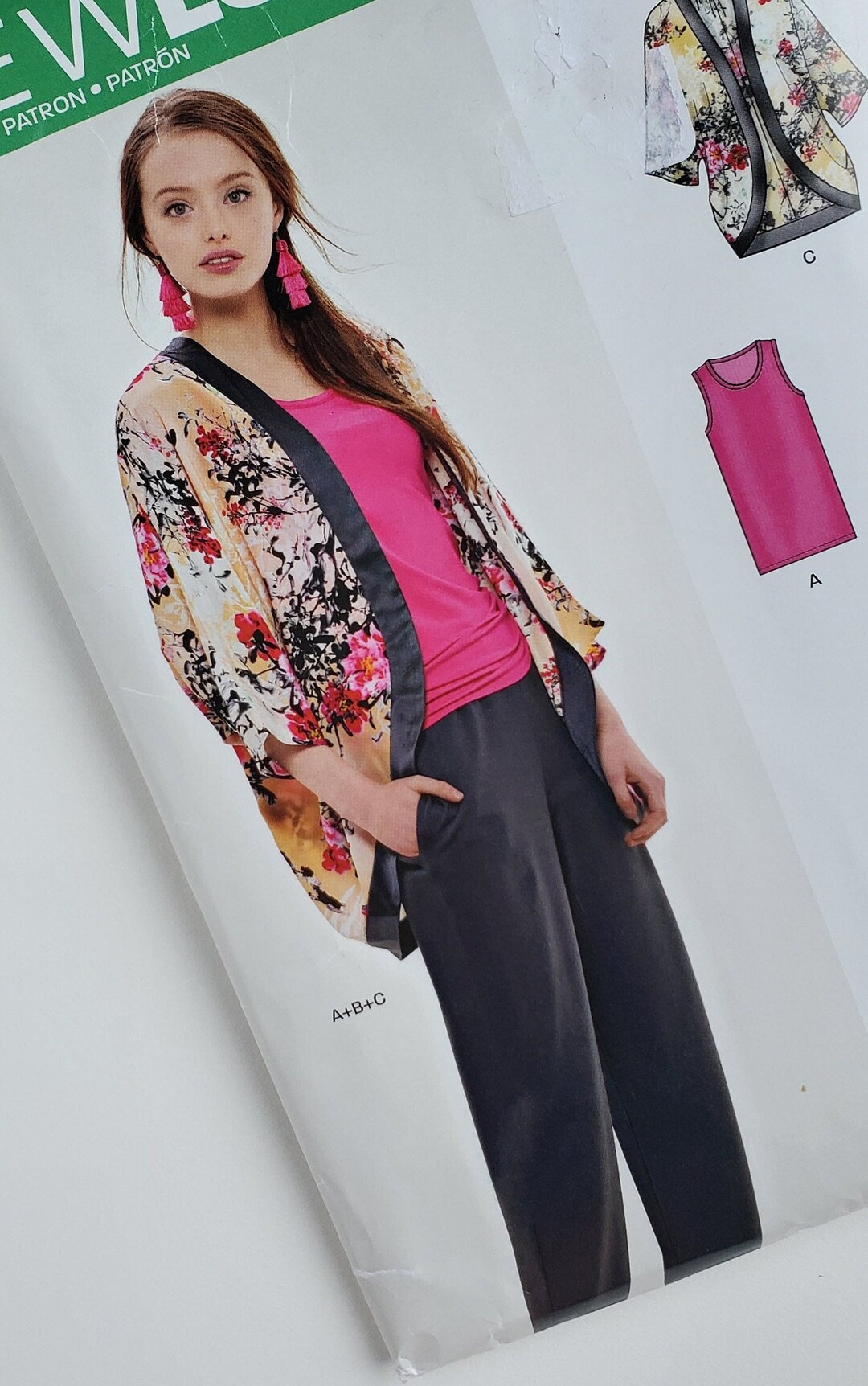 Uncut New Look Sewing Pattern 6546 - Misses Top, Pants and Kimono Style ...