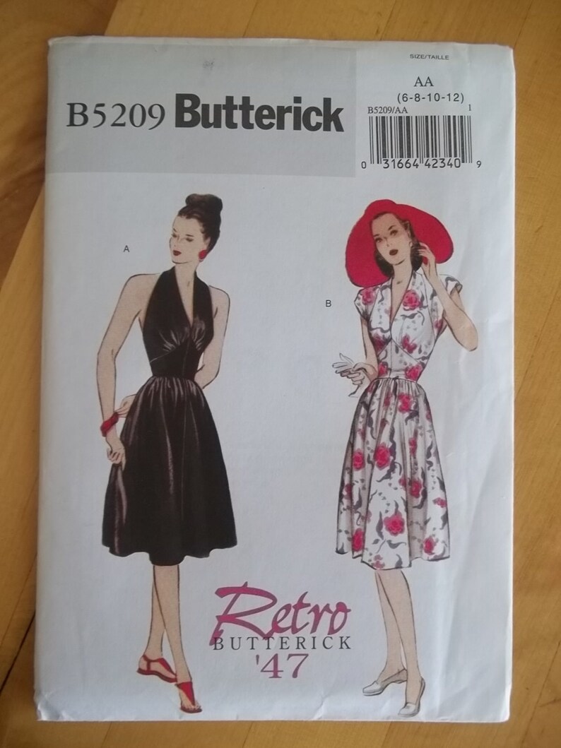 Uncut Butterick 5209 Sewing Pattern - Retro Butterick '47 - Size 6 - 12 ...