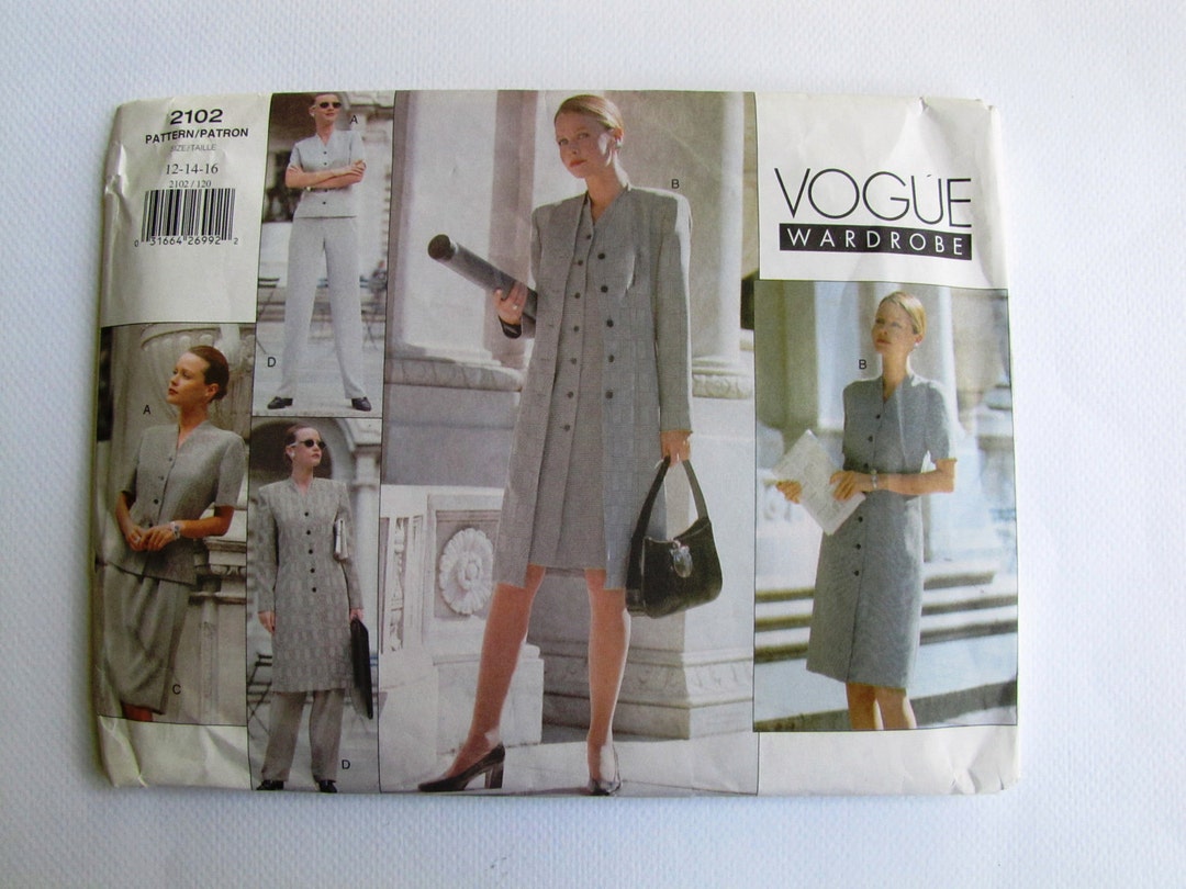 Uncut Vogue 2102 Sewing Pattern - Vogue Wardrobe - Size 12 - 16 - Etsy