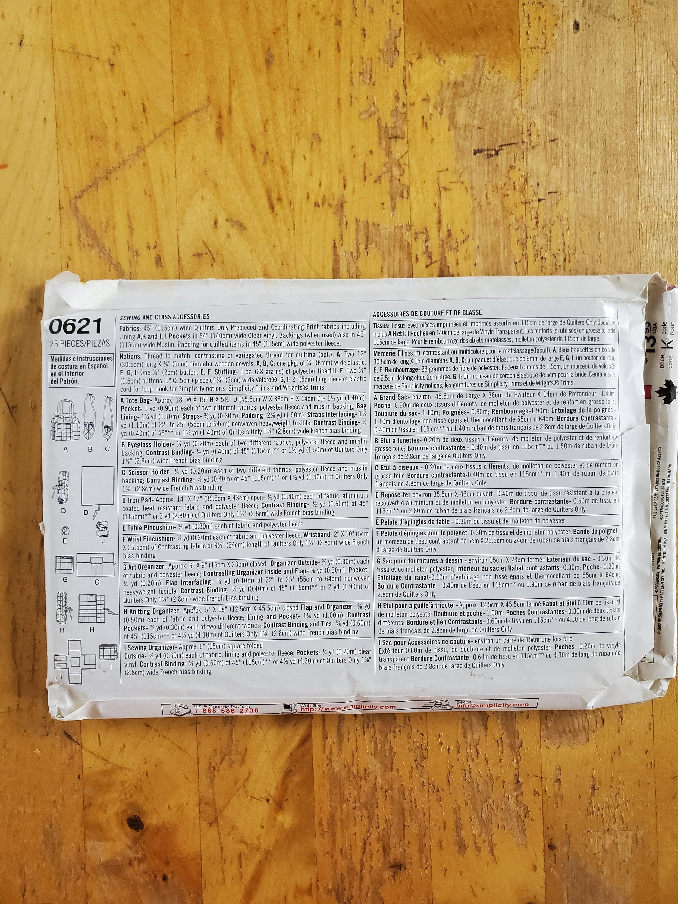 Uncut Simplicity 0621 Sewing Pattern - Sewing and Class Accessories ...