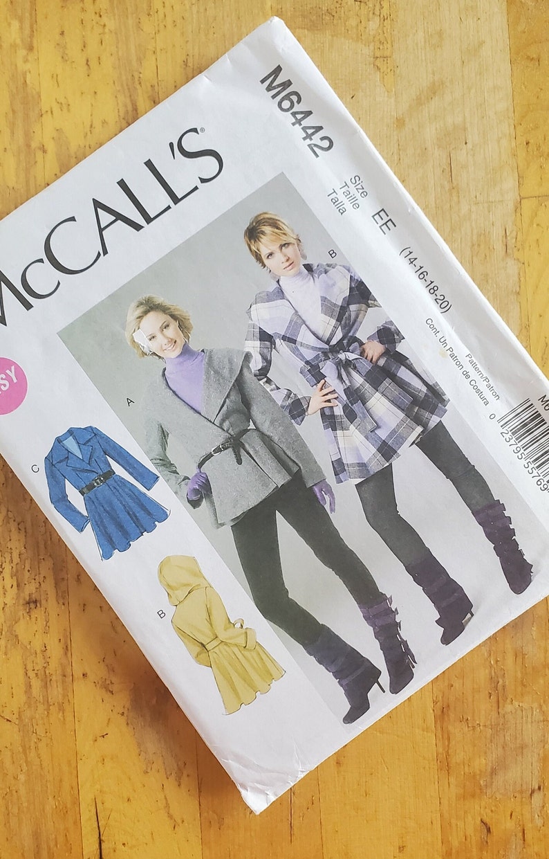 Uncut Mccall's M6442 Sewing Pattern Misses Coats and Belt Size 14-20 - Etsy