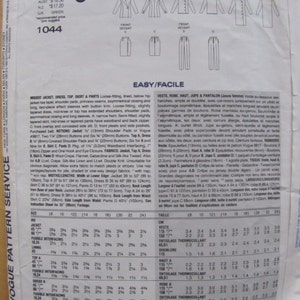 Uncut Vogue Sewing Pattern 1044 - Misses Jacket, Dress, Top and Skirt ...