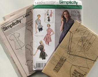 Misses 1950's Retro Reproduction Tunic & Peplum Blouse Sewing Pattern ...