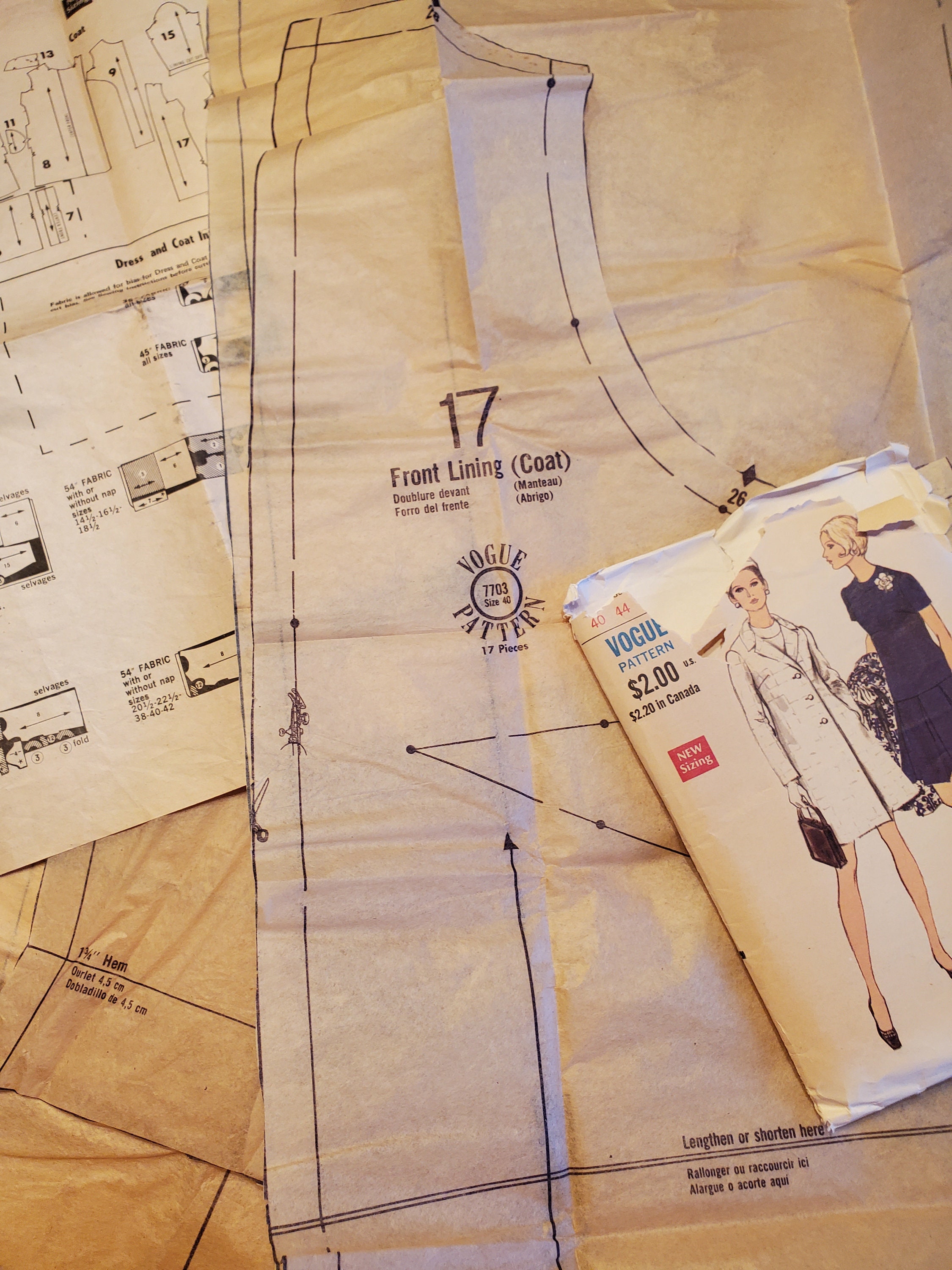 Vogue 7703 Sewing Pattern - Half Sized and Women One-piece Coat - Size ...