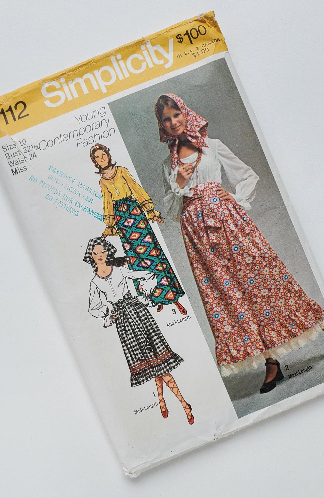 Uncut Simplicity 9112 Sewing Pattern - Misses Skirt Blouse Scarf and ...