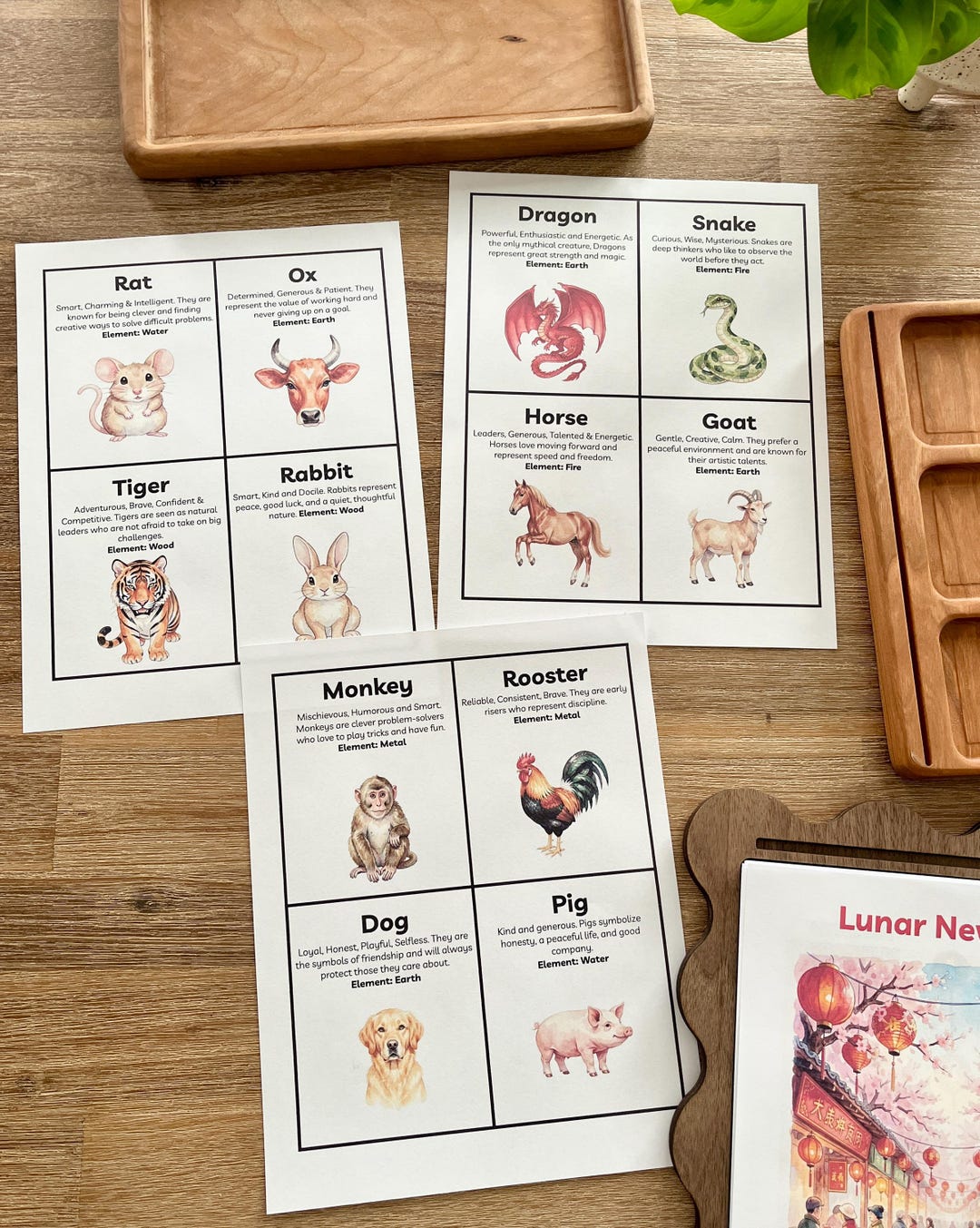 Zodiac Animal Flash Card | Printable PDF | Digital Download ...