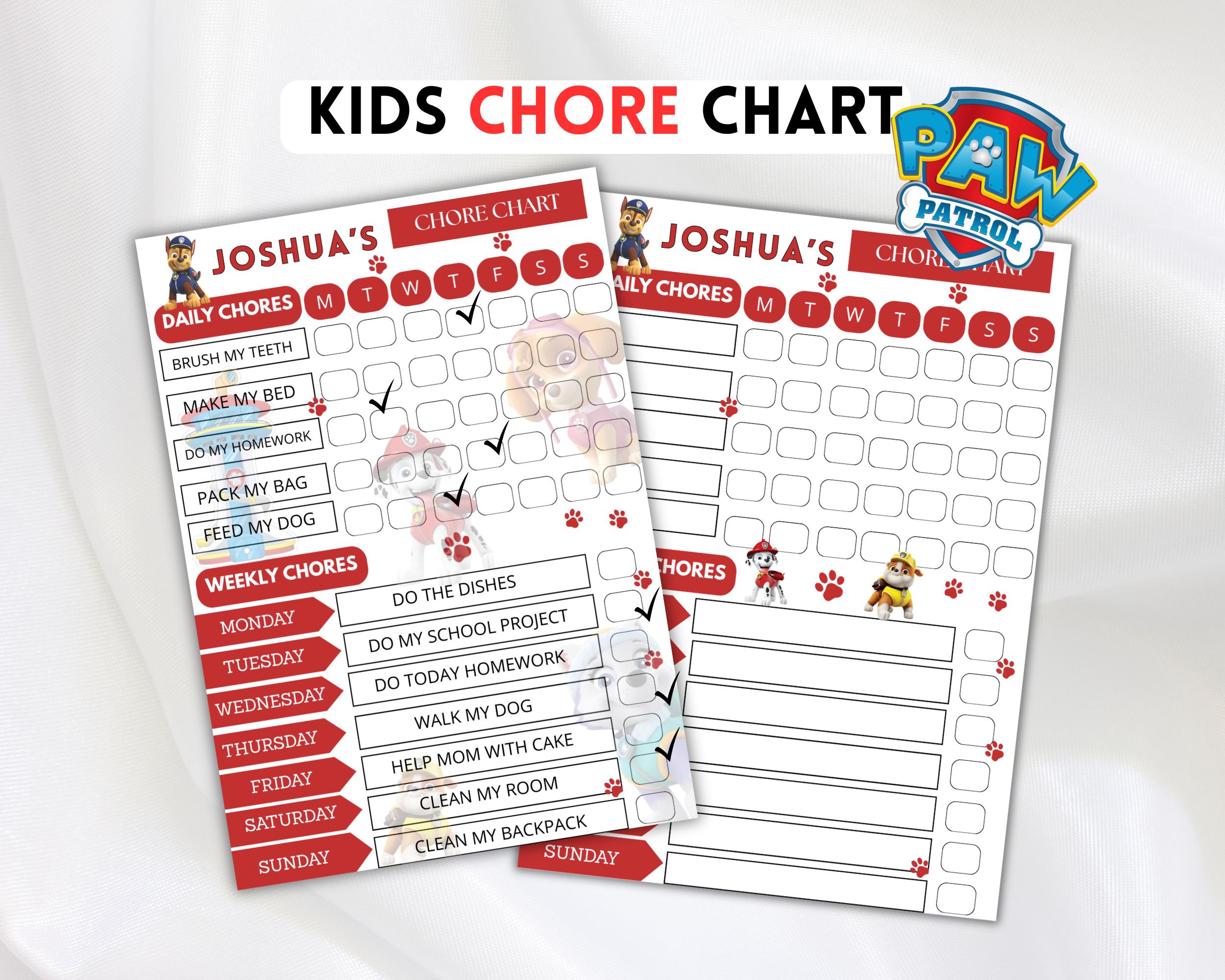 Printable Reward Chart Paw Patrol