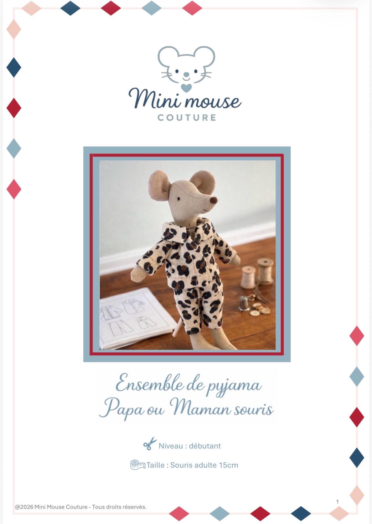 Pattern Mouse Maileg Doll Clothes Mum or Dad Pajamas Set Mouse - Sewing ...