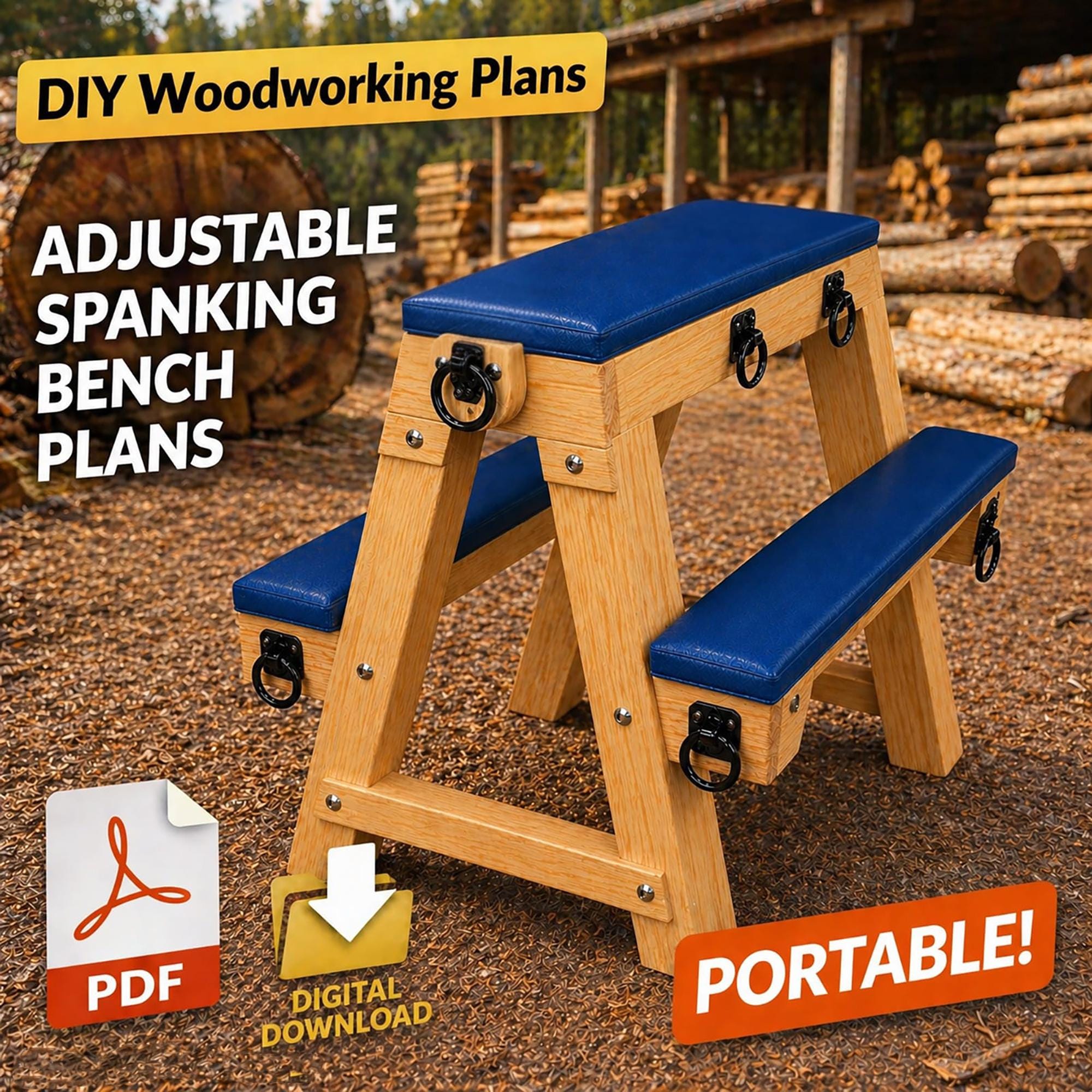 Portable Spanking Bench Plans PDF, Adjustable DIY Bondage Bench, BDSM ...