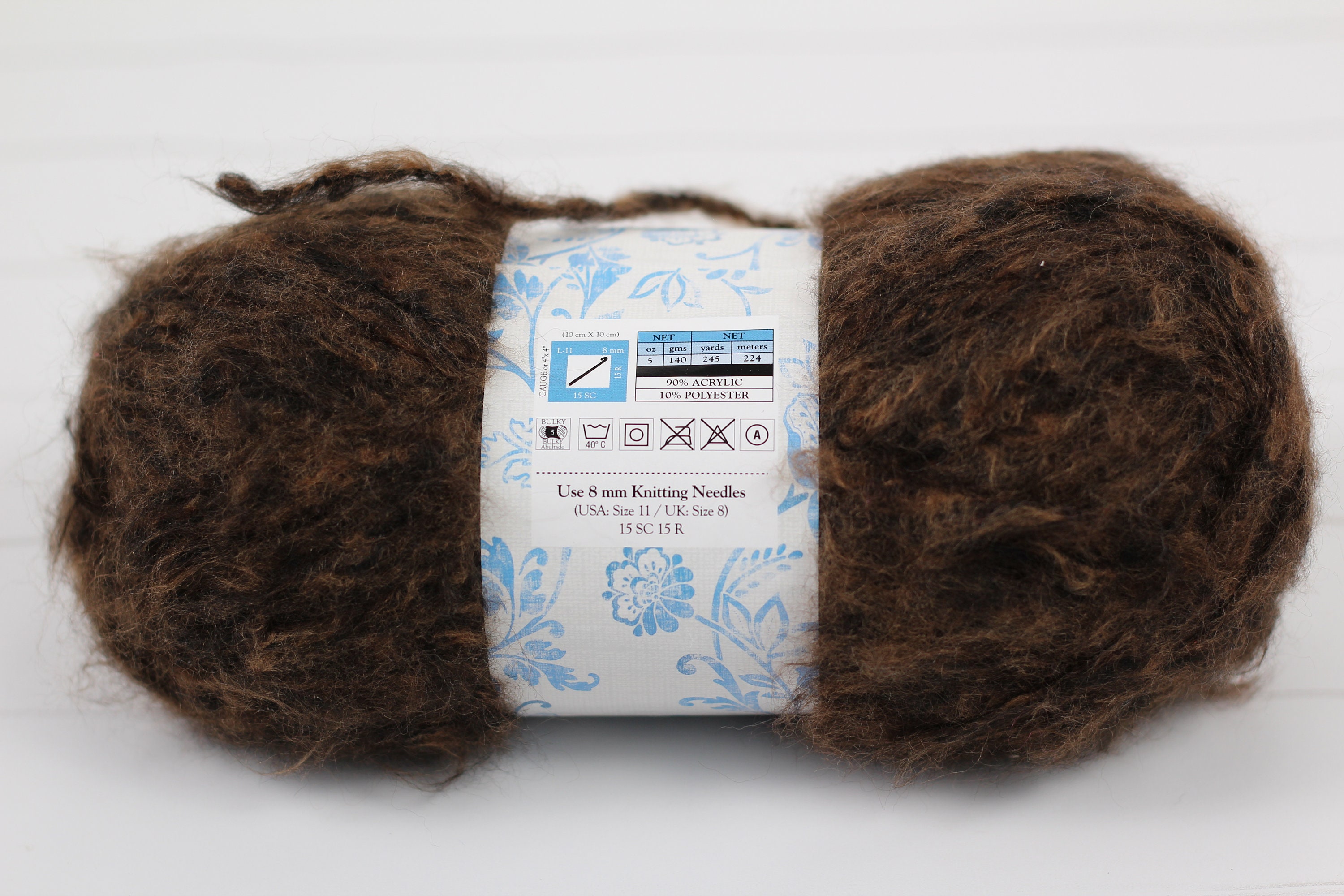 1 Skein Yarn Bee Boucle Traditions Brushed in Brindle Mix. Chocolate ...