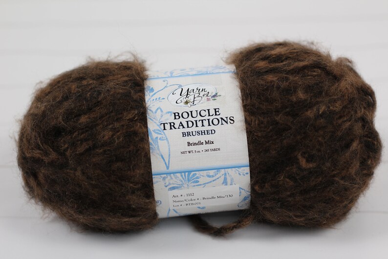 1 Skein Yarn Bee Boucle Traditions Brushed in Brindle Mix. Chocolate ...