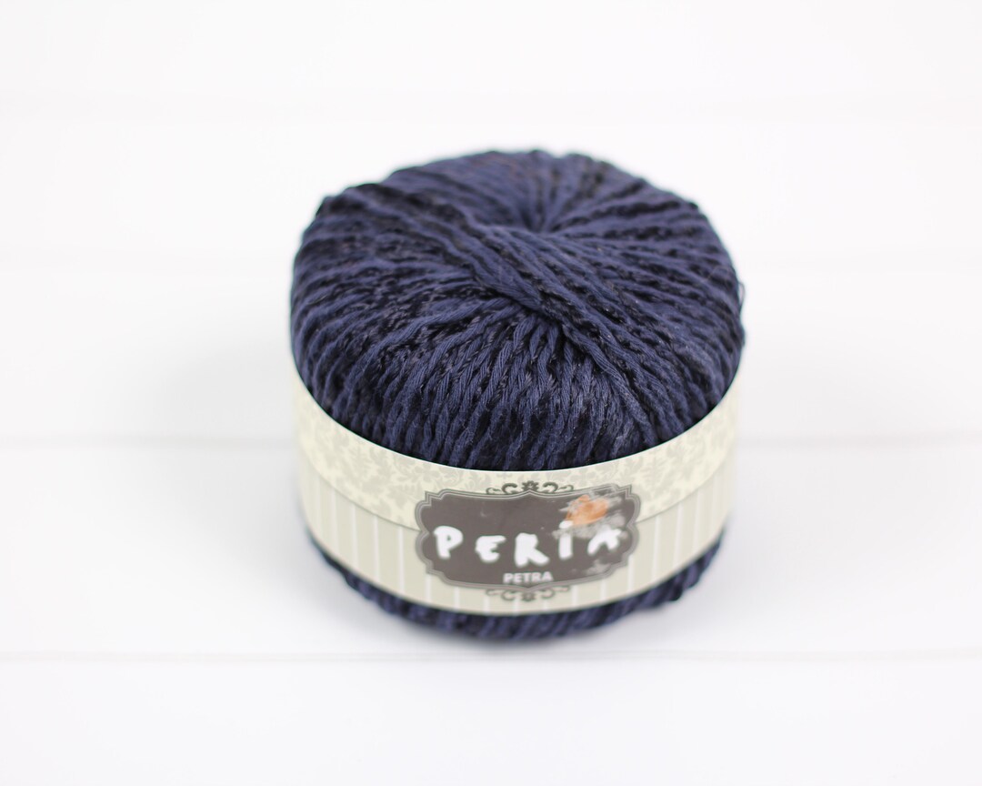 1 Cake Petra by Peria Yarn in Navy, a Dark Blue Cotton Blend Vegan Yarn ...