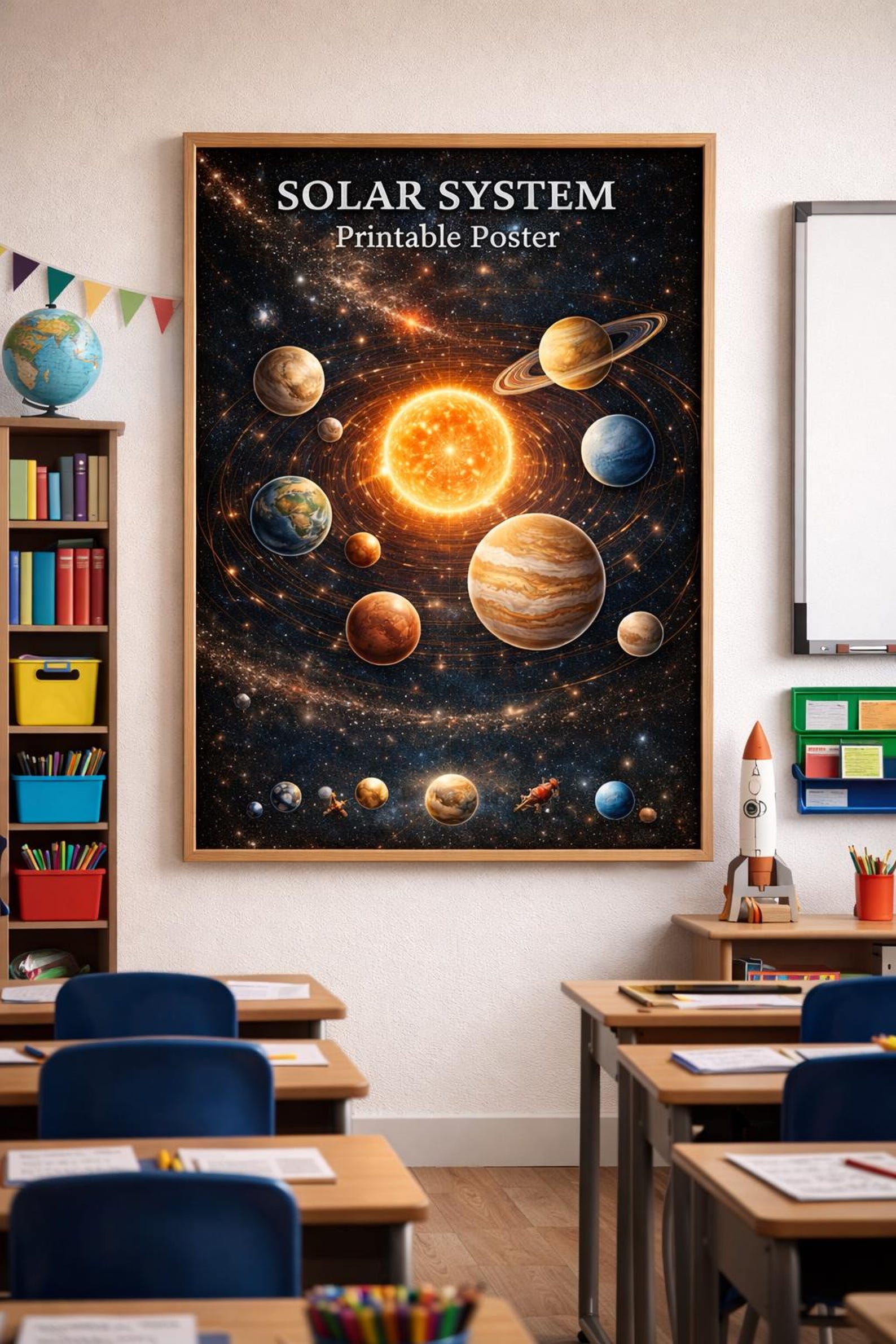 Solar System Poster | Educational Space Wall Art for Kids Room (digital ...
