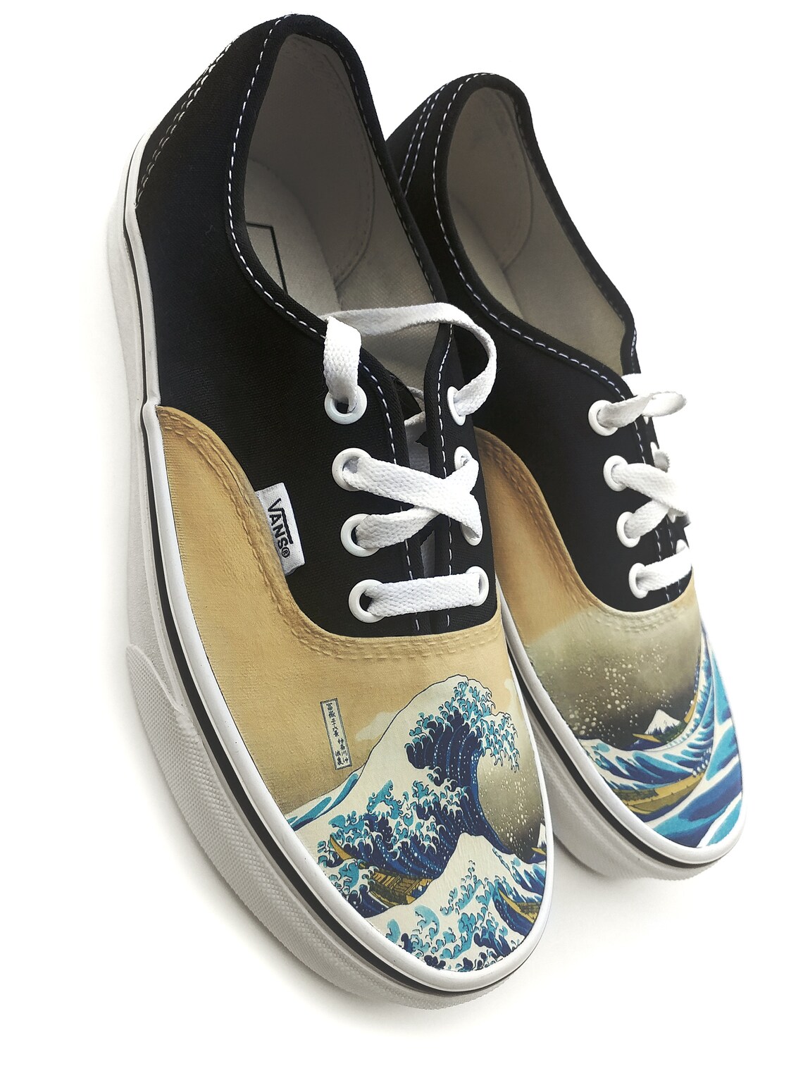 The Great Wave Authentic Custom Vans Brand Shoes | Etsy