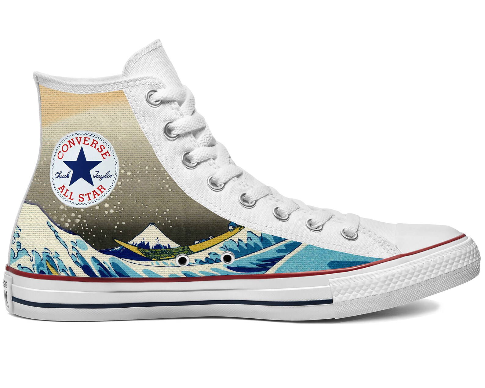 The Great Wave Custom Converse High Top Shoes - Etsy