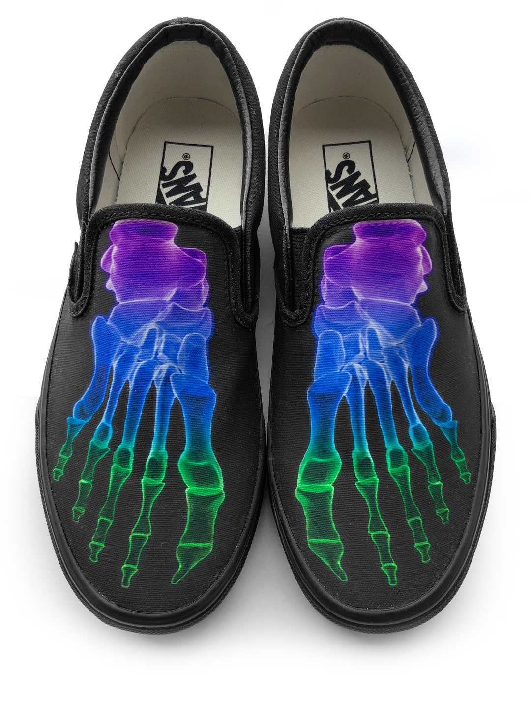 Multicolored X-ray Skeleton Feet Halloween Slip-on Custom Vans Brand ...