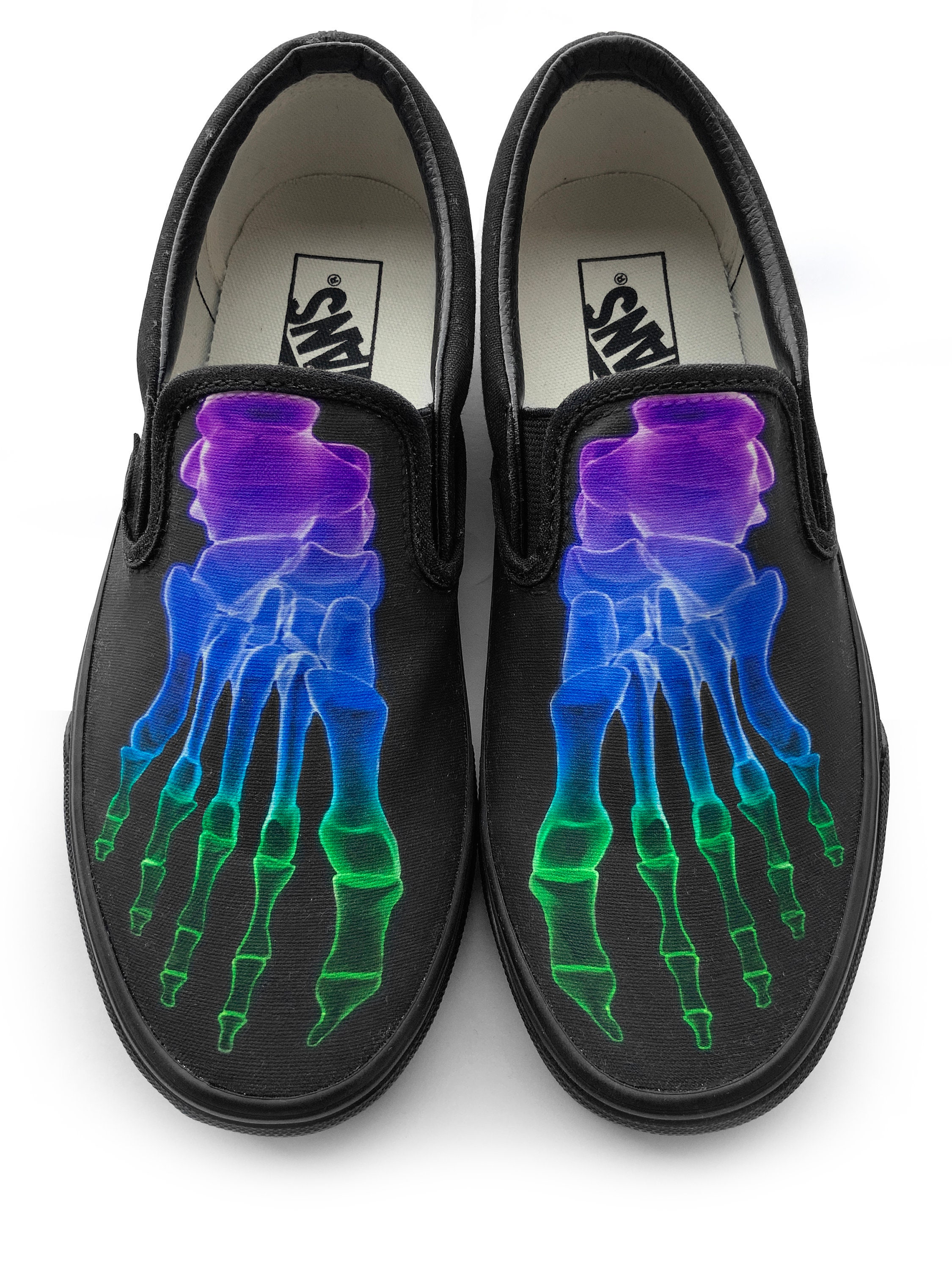 Multicolored X-ray Skeleton Feet Halloween Slip-on Custom Vans Brand ...