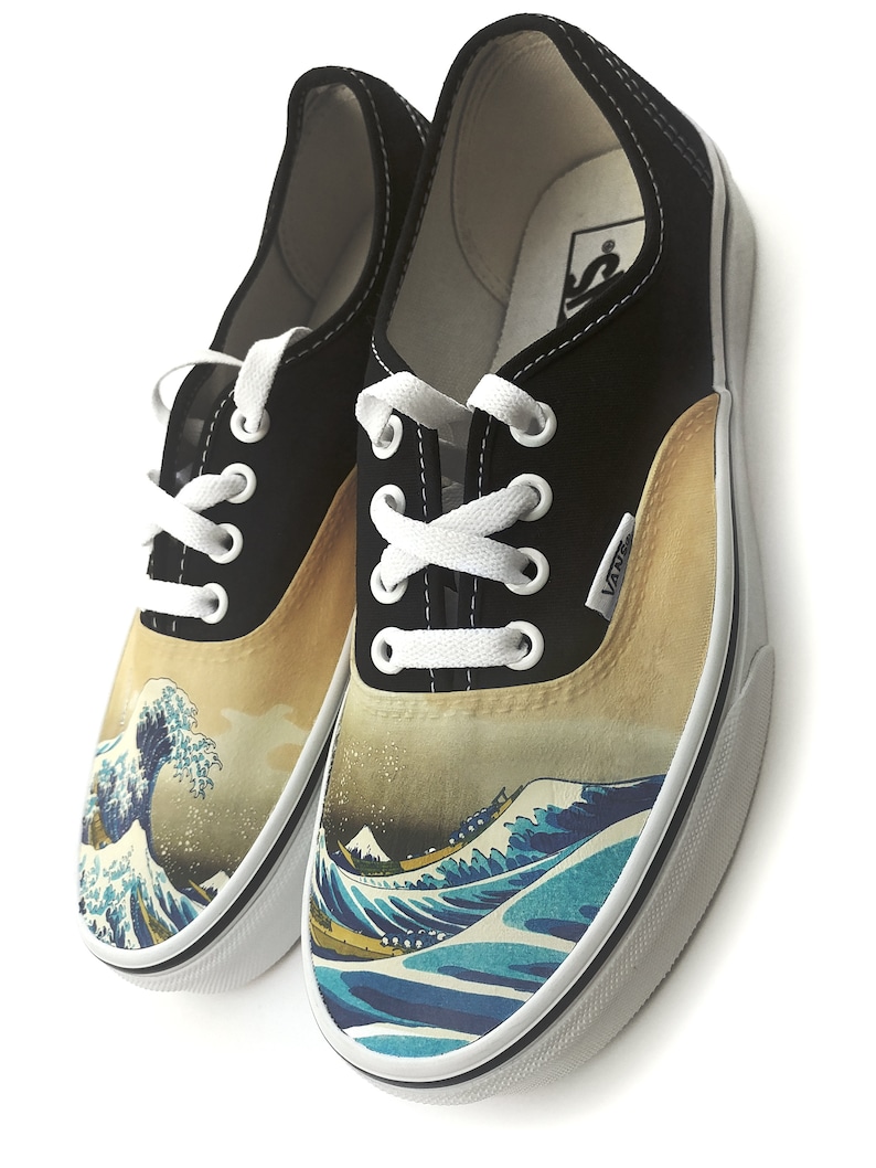 The Great Wave Authentic Custom Vans Brand Shoes | Etsy
