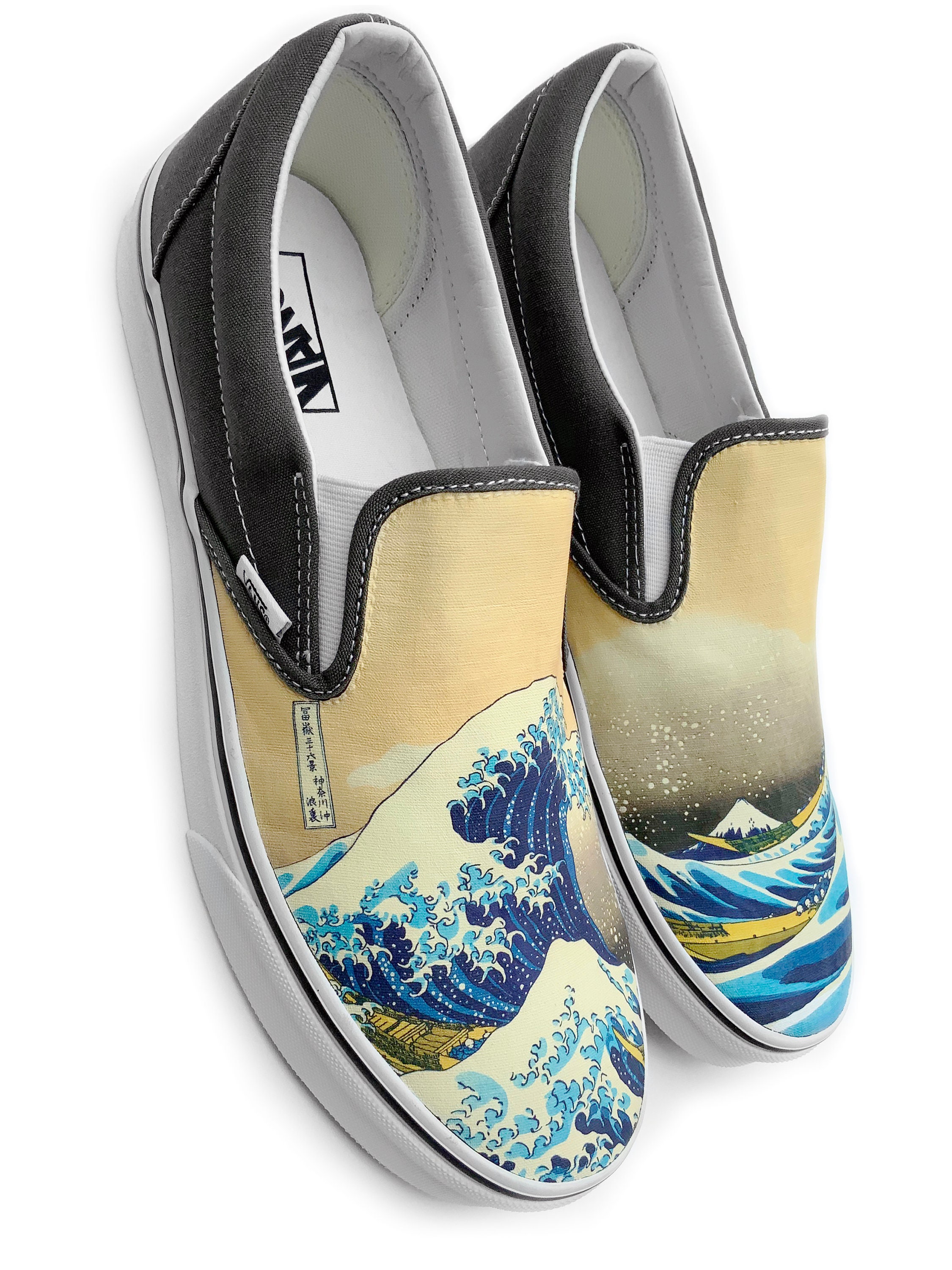 The Great Wave Slip-on Custom Vans Brand Shoes - Etsy