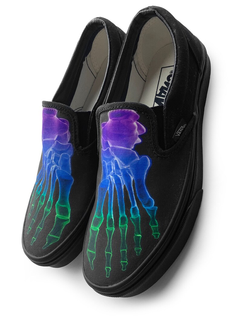 Multicolored X-ray Skeleton Feet Halloween Slip-on Custom Vans - Etsy
