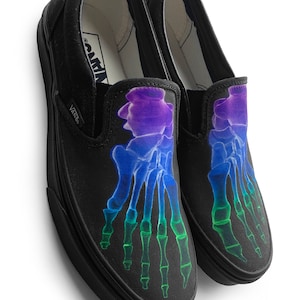 Multicolored X-ray Skeleton Feet Halloween Slip-on Custom Vans Brand ...