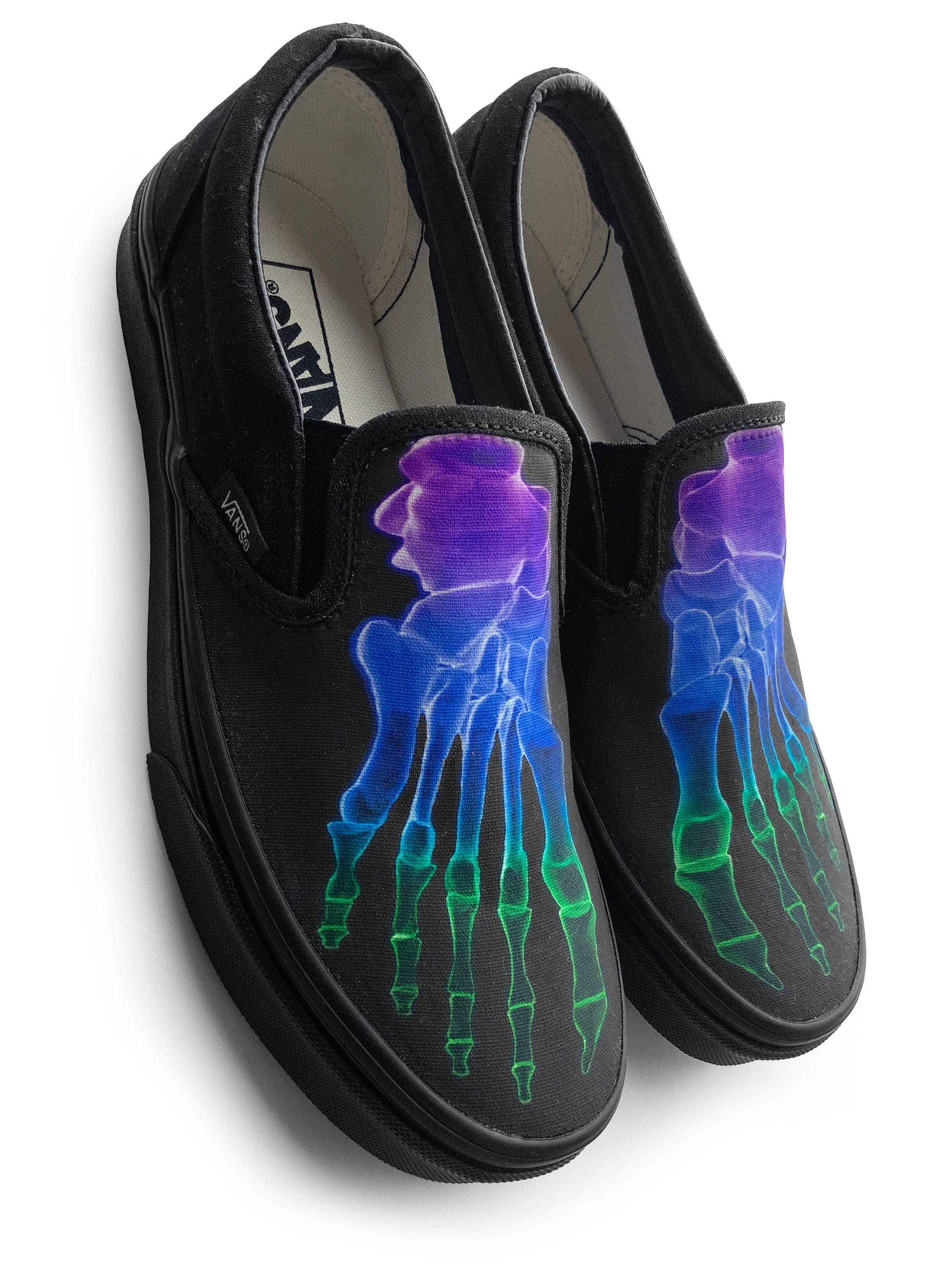 Multicolored X-ray Skeleton Feet Halloween Slip-on Custom Vans Brand ...