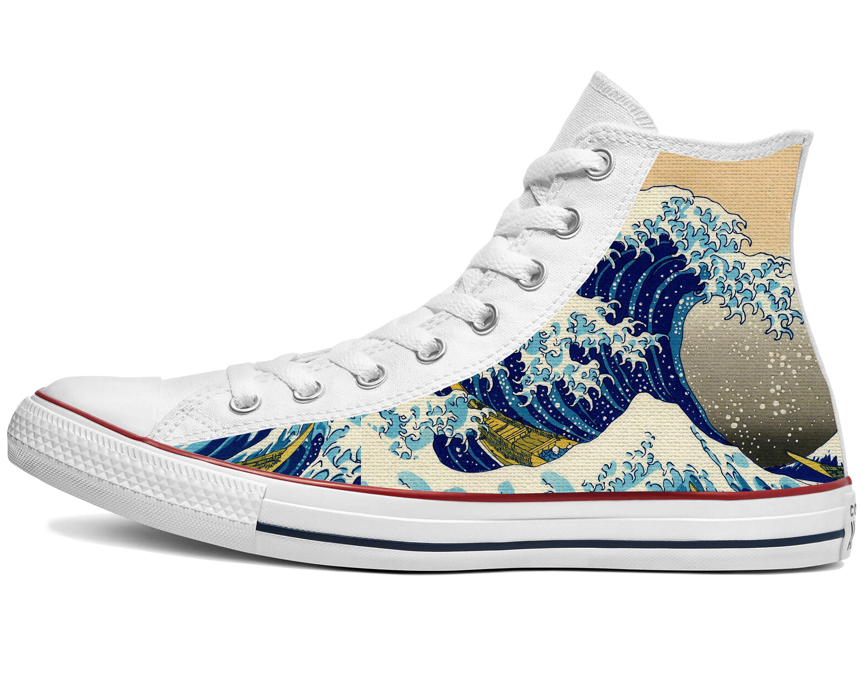 The Great Wave Custom Converse High Top Shoes - Etsy