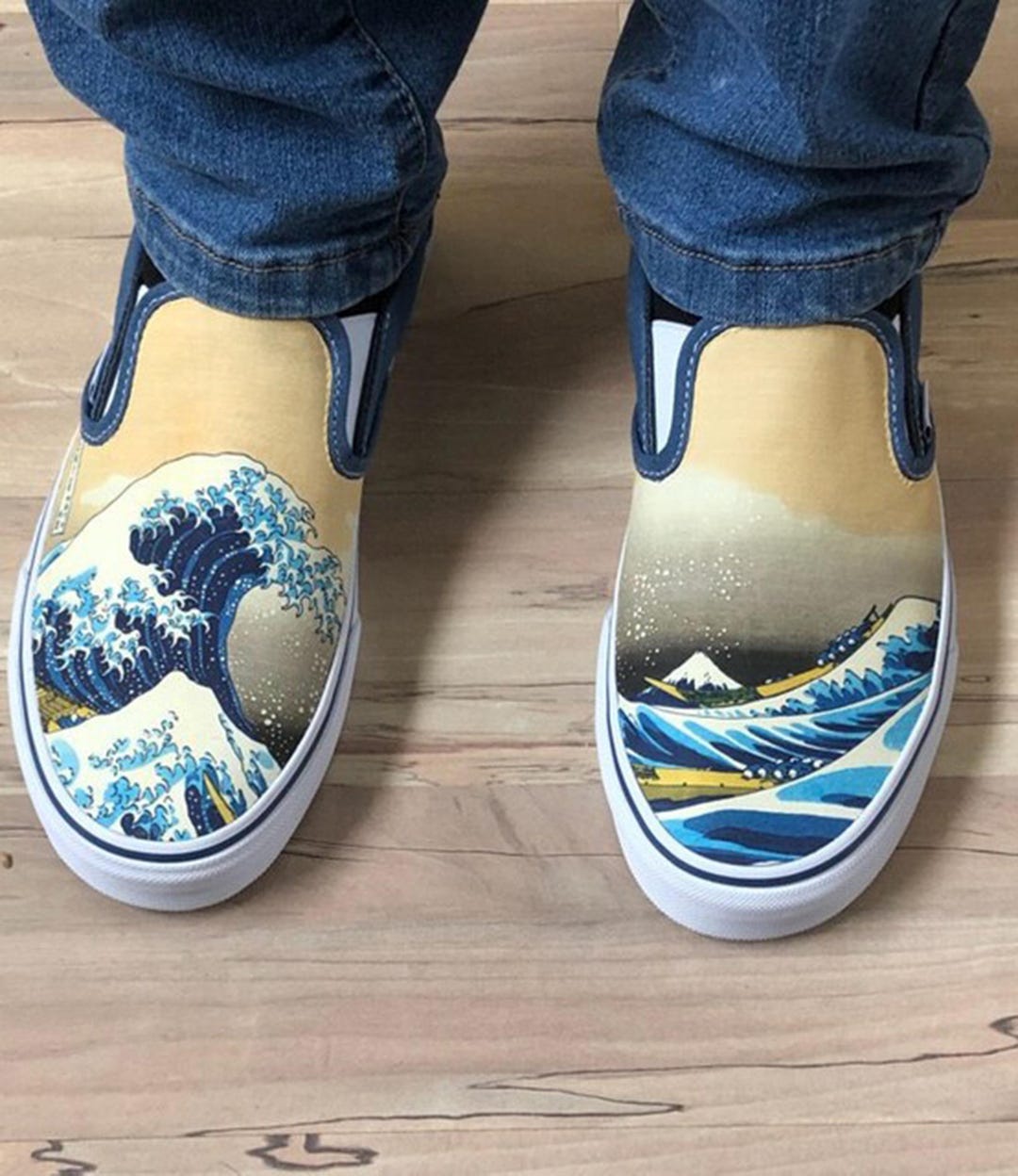 The Great Wave Slip-on Custom Vans Brand Shoes - Etsy