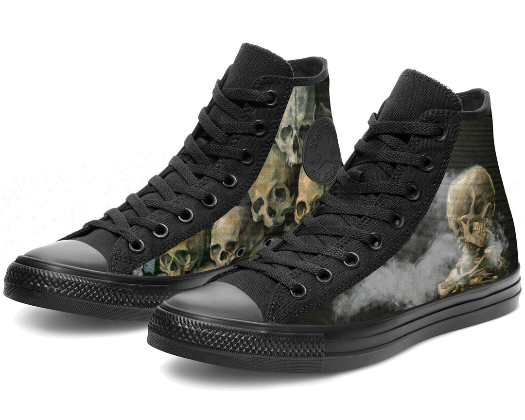Van Gogh Smoking Skeleton Custom Converse High Top Shoes - Etsy