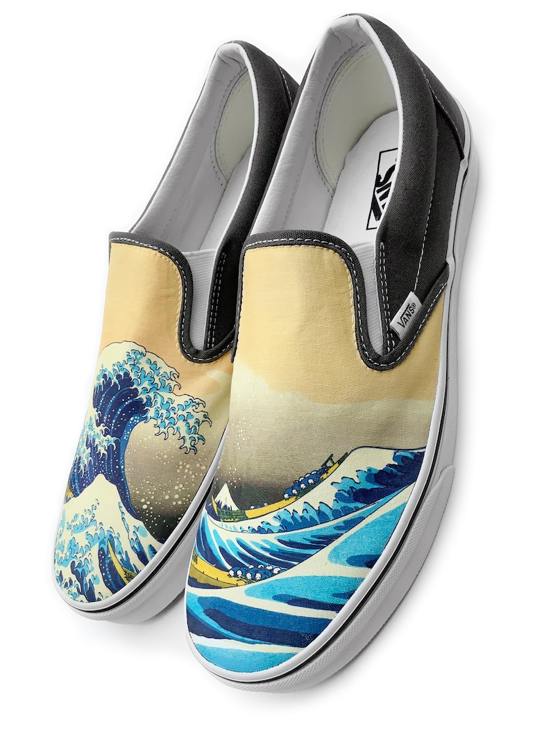 The Great Wave Slip-on Custom Vans Brand Shoes - Etsy