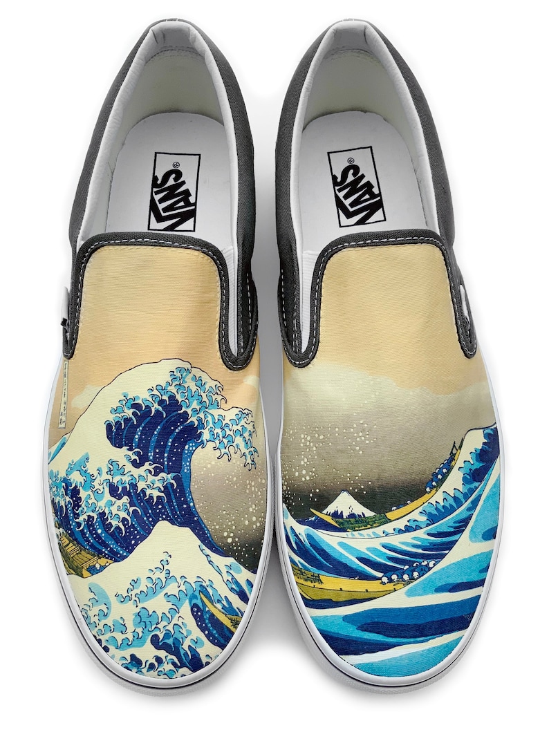 The Great Wave Slip-on Custom Vans Brand Shoes - Etsy