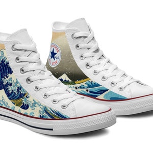 The Great Wave Custom Converse High Top Shoes - Etsy