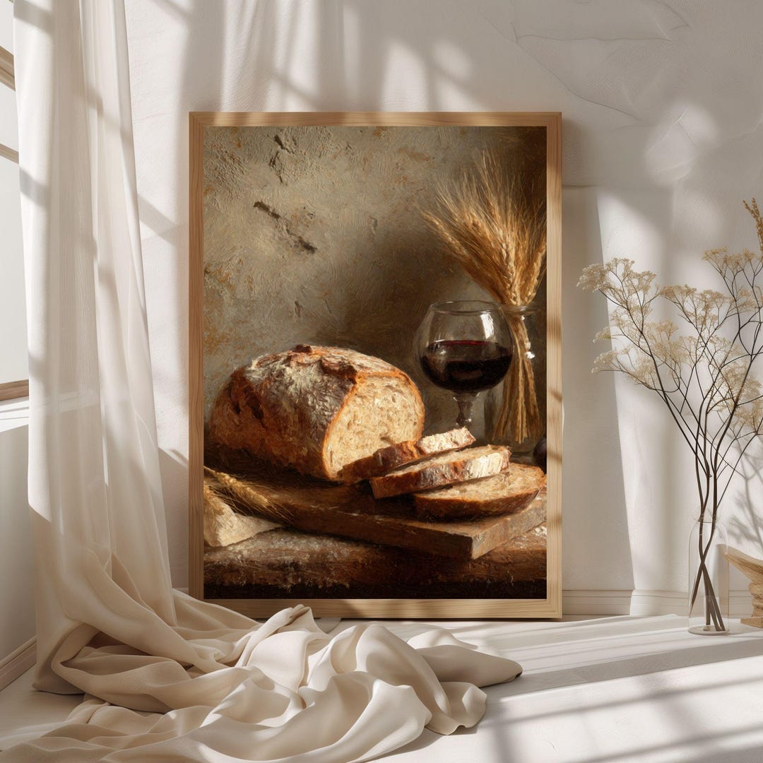 Christian Bread and Wine Wall Art,biblical Eucharist Poster,last Supper ...