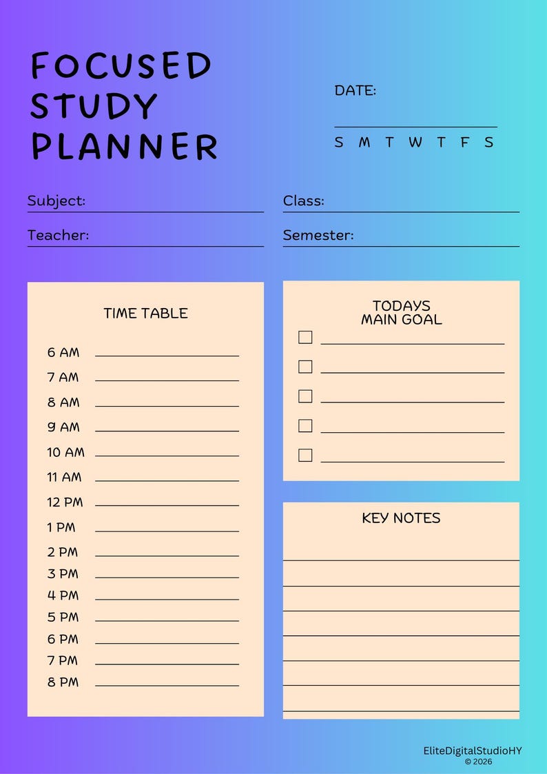 Student Study Planner Bundle | Printable PDF | Exam Tracker & Daily ...
