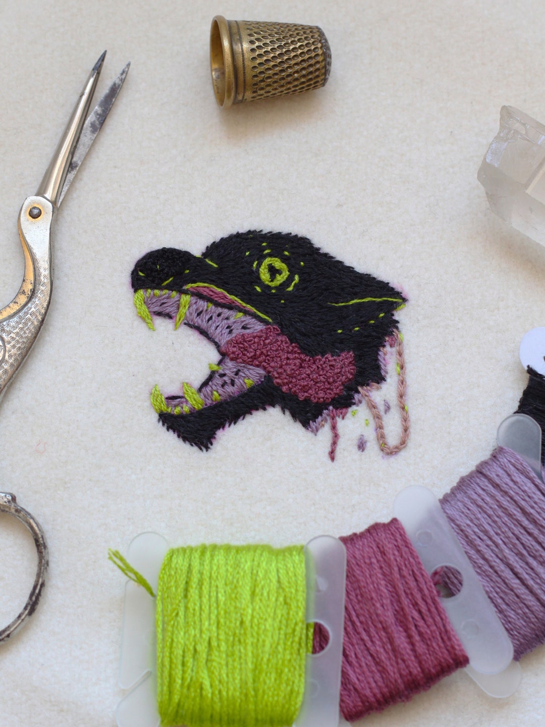 Wolf Head Embroidery - Etsy