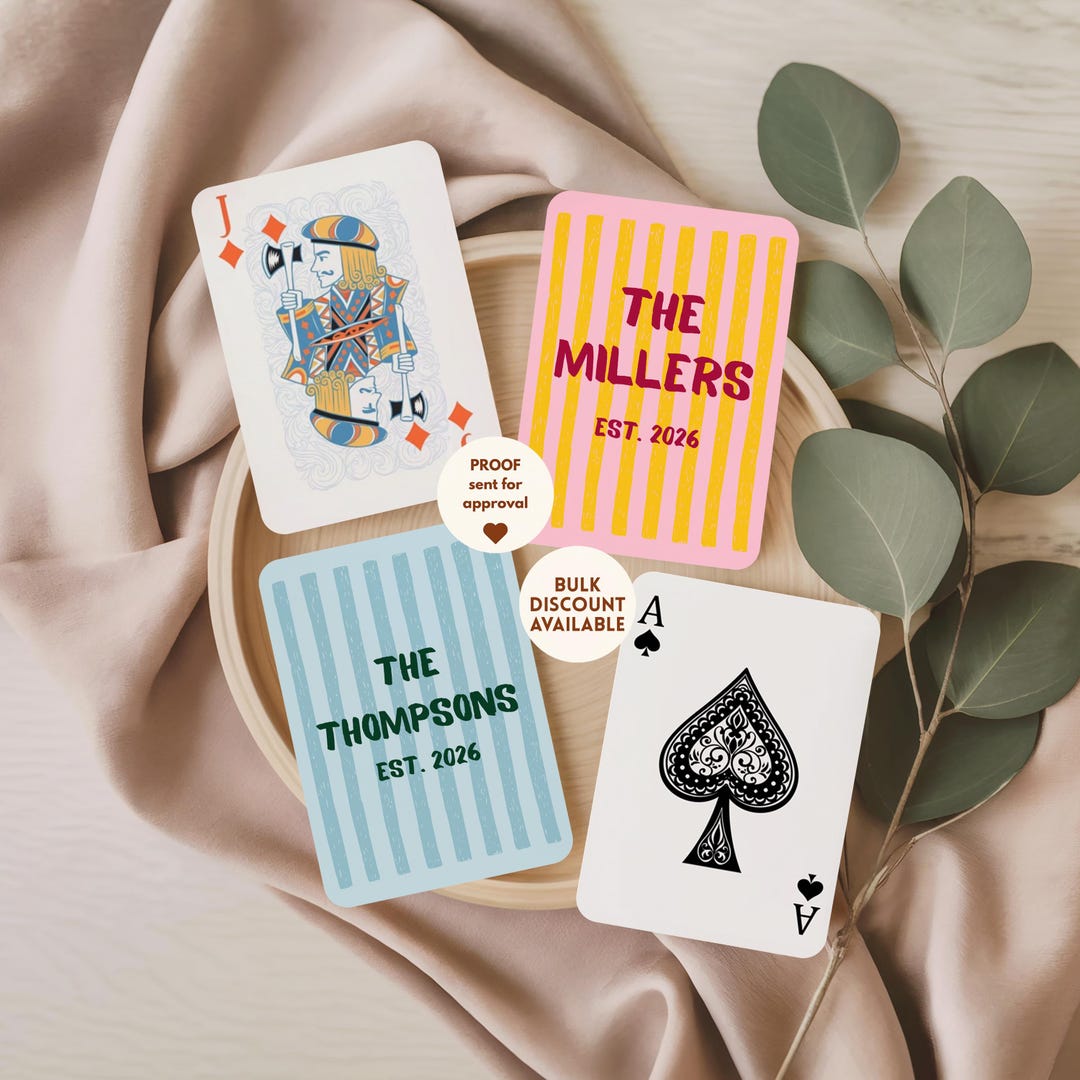 Personalized Playing Cards With Custom Name, Striped Wedding Favor Deck ...