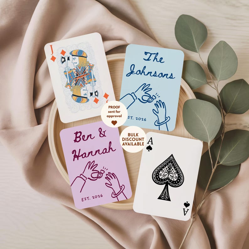Custom Wedding Playing Cards, Personalized Poker Deck With Names & Date ...