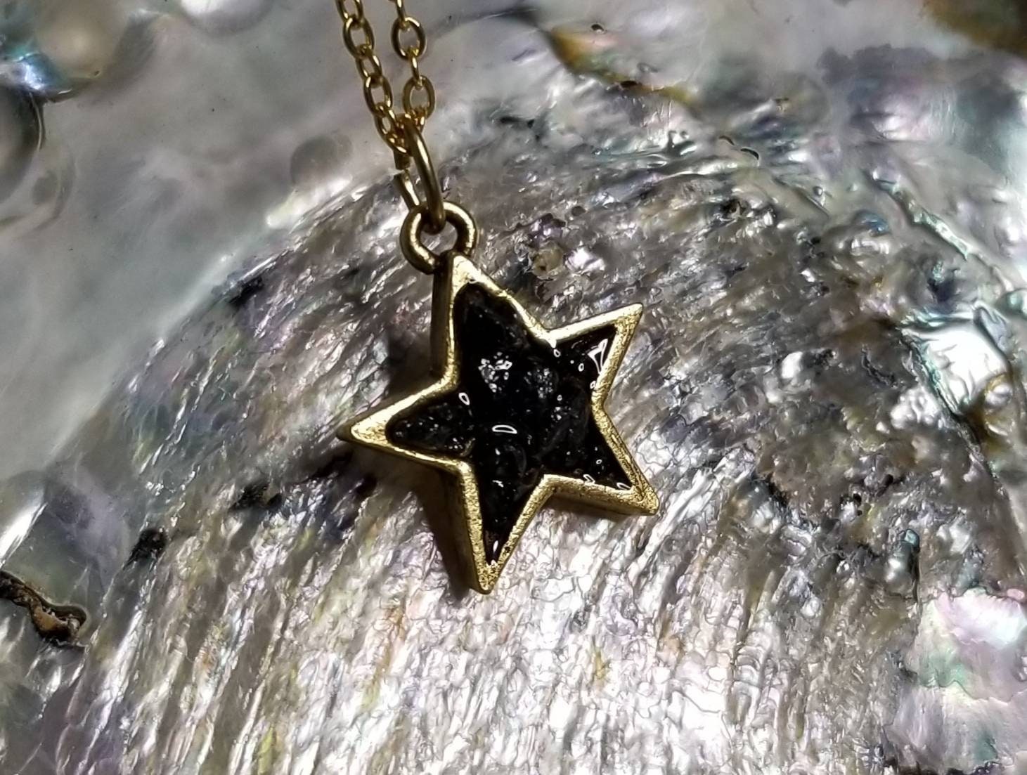 Mini Gold Star Black Tourmaline Real Feel Pendant - Etsy