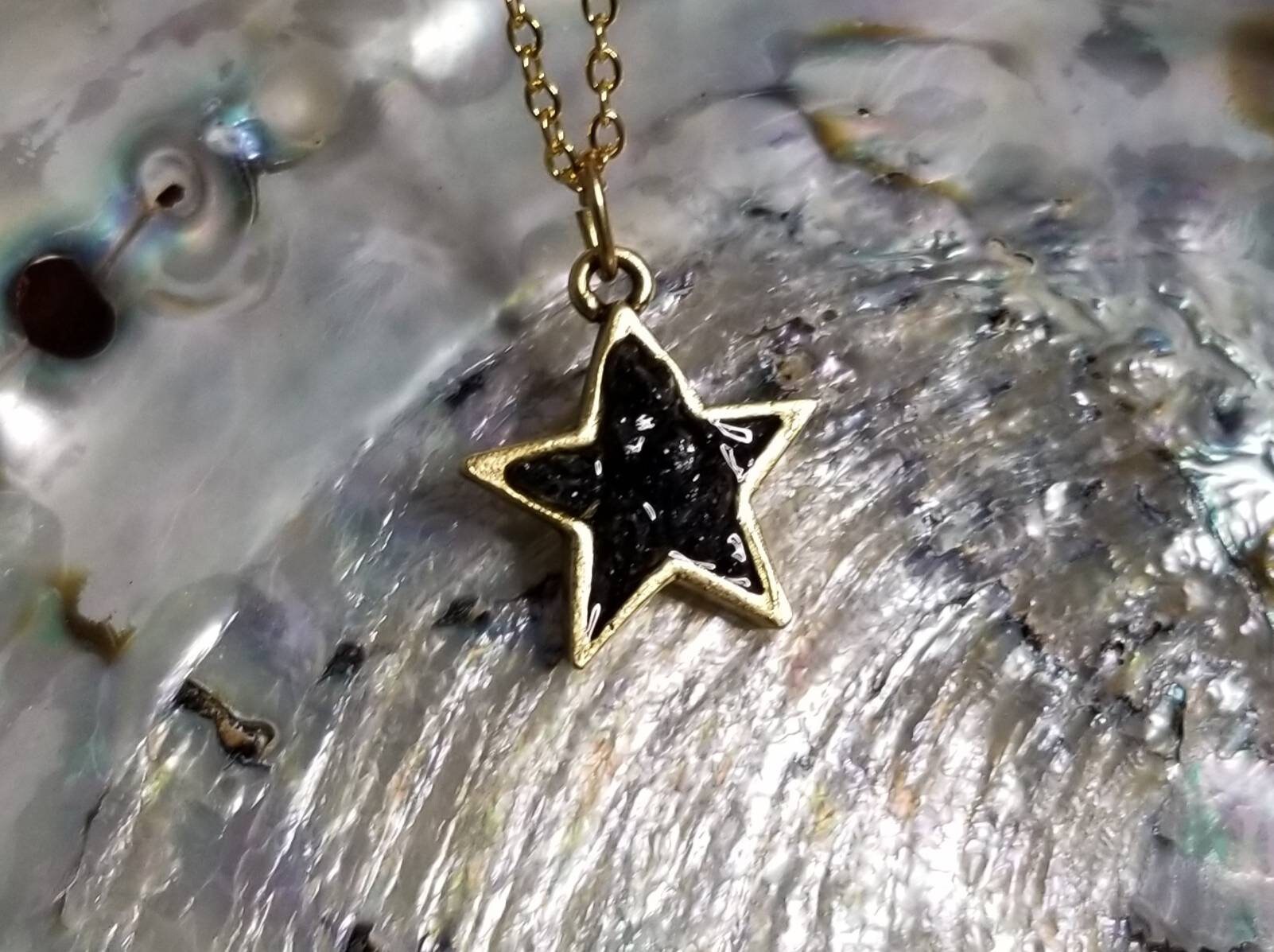Mini Gold Star Black Tourmaline Real Feel Pendant - Etsy