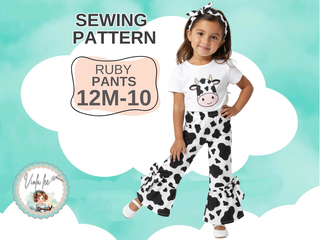 WIDE LEG Girls Ruffle Pants PDF Sewing Pattern. Instant Download. Sizes ...