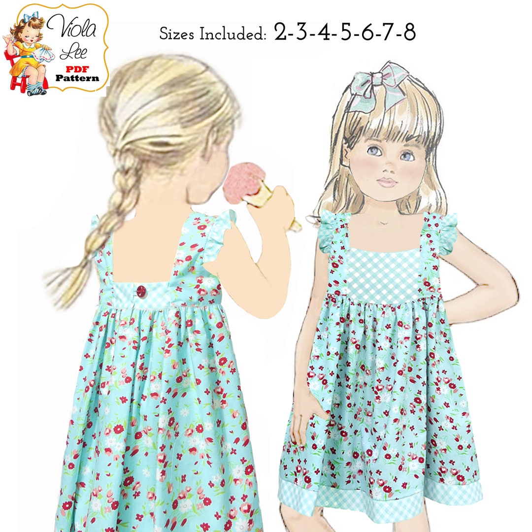 Girls Summer Sundress With Flutter Sleeves Sewing Pattern. Instant PDF ...