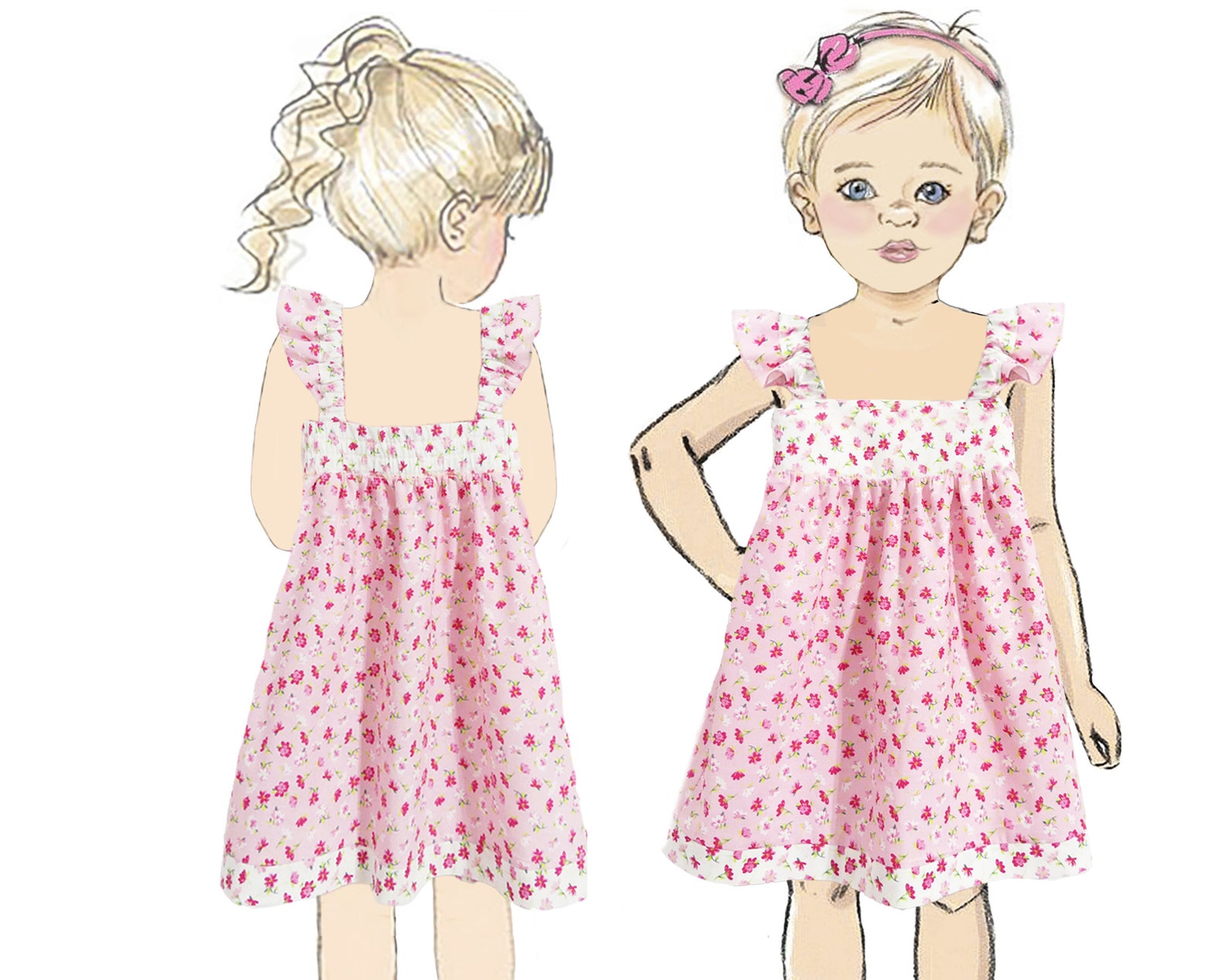 Girls Dress PDF Sewing Pattern. Sizes 2-12. Easy Toddler Dress With ...