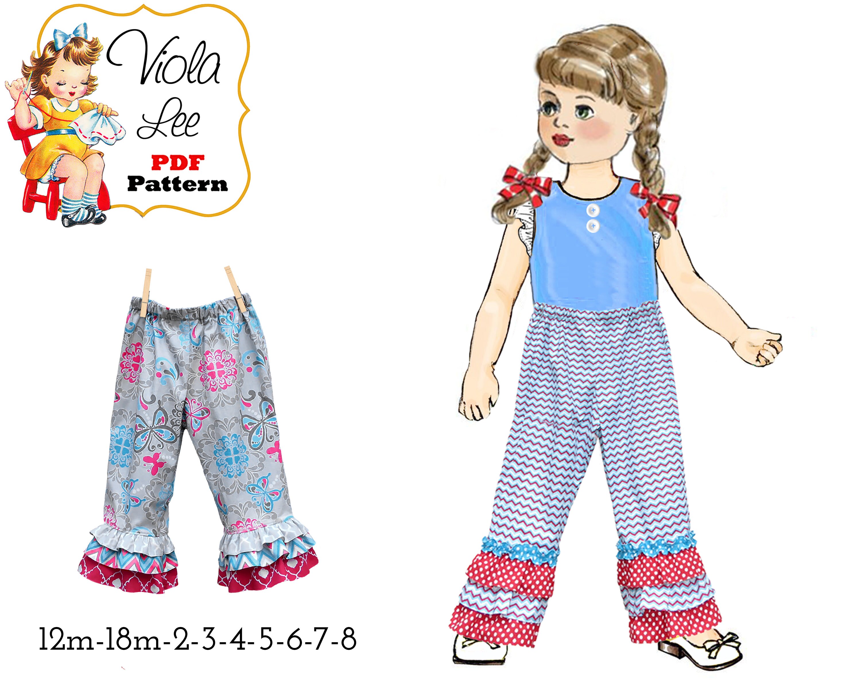 Girls Ruffle Pants & Capris PDF Sewing Pattern. Slimmer Fit - Etsy