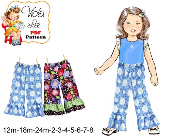 Girl's Ruffle Pants PDF Sewing Pattern Single or Double - Etsy