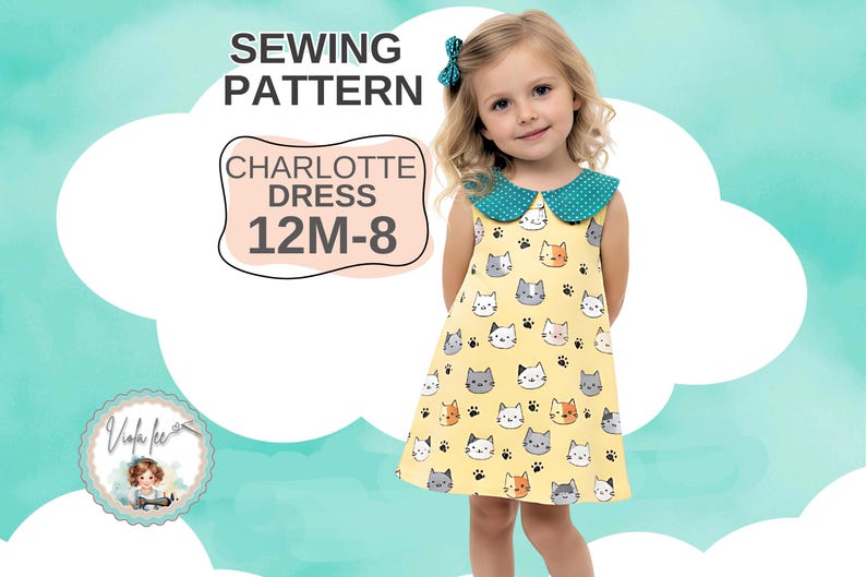 Girls Dress With Peter Pan Collar PDF Sewing Pattern. Toddler & Girls ...