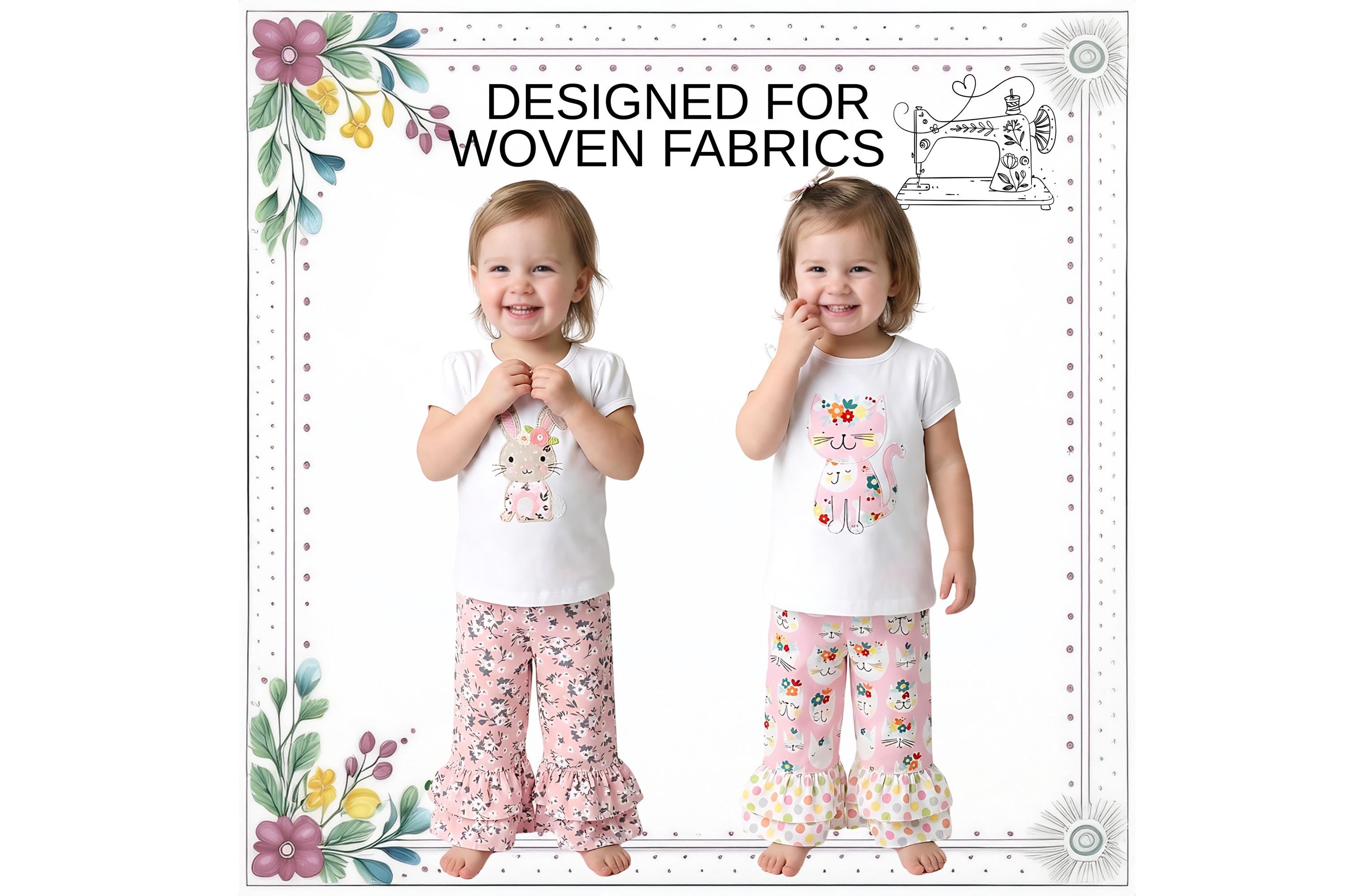 Girl's Ruffle Pants PDF Sewing Pattern. Single or Double Ruffles. Sizes ...