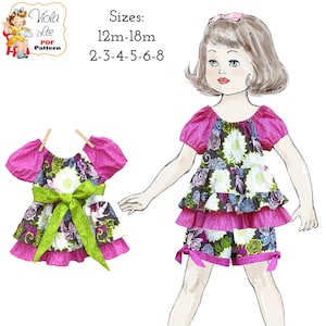Girls Top & Shorts SET Sewing Pattern. PDF Digital Instant Download ...